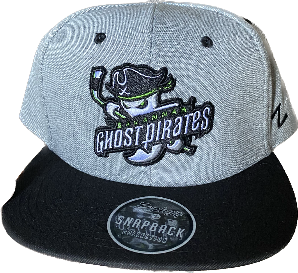 Ghost Pirates Zephyr Stature Grey Primary Logo Snapback Hat – Savannah ...
