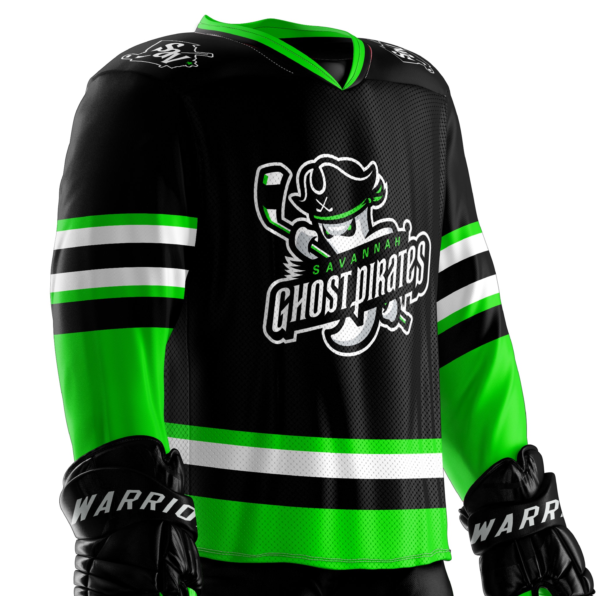Savannah Ghost Pirates Youth Black Sublimated Jersey – Savannah Ghost ...